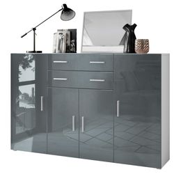 Vladon HIGHBOARD Aron Fronten in Grau Hochglanz