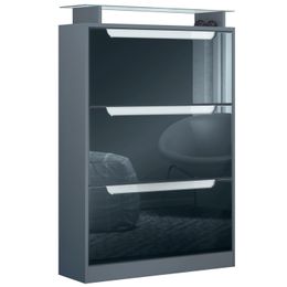 Vladon SCHUHSCHRANK Space Schwarz Hochglanz
