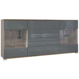 Vladon SIDEBOARD Bari Grau Hochglanz