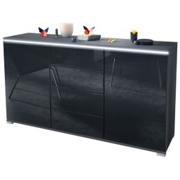 Vladon SIDEBOARD Faro Schwarz Hochglanz