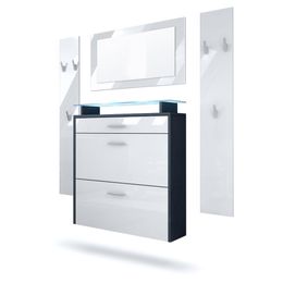 Vladon GARDEROBE Malea Fronten in Wei&szlig; Hochglanz