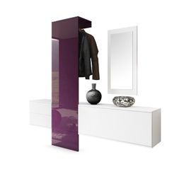 Vladon GARDEROBE Carlton Paneel in Brombeer Hochglanz