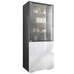 Vladon VITRINE Granada Wei&szlig; Hochglanz