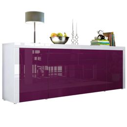 Vladon SIDEBOARD La Paz Brombeer Hochglanz / Wei&szlig; Hochglanz
