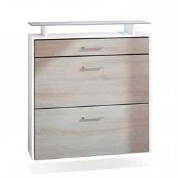 Vladon SCHUHSCHRANK Malea Front in Eiche s&auml;gerau