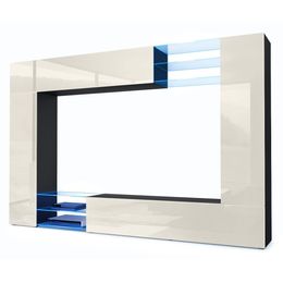 Vladon WOHNWAND Mirage Front in Creme Hochglanz