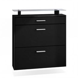 Vladon SCHUHSCHRANK Malea Front in Schwarz matt