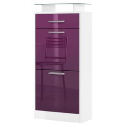 Vladon SCHUHSCHRANK Loret Front in Brombeer Hochglanz