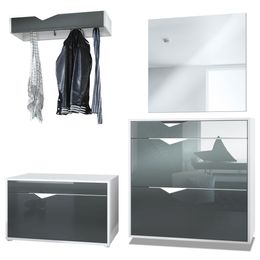 Vladon GARDEROBE Kolmio Fronten in Grau Hochglanz