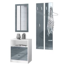 Vladon GARDEROBE Pino Grau Hochglanz