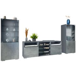 Vladon WOHNWAND Granada Beton Dunkel Optik