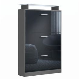 Vladon SCHUHSCHRANK Lavia Front in Schwarz Hochglanz