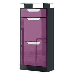Vladon SCHUHSCHRANK Fiesta Brombeer Hochglanz / Wei&szlig; Hochglanz