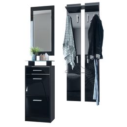 Vladon GARDEROBE Loret Front in Schwarz Hochglanz