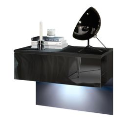 Vladon NACHTTISCH Sleep Fronten in Schwarz Hochglanz