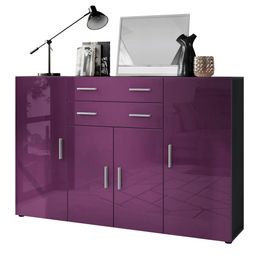 Vladon HIGHBOARD Aron Fronten in Brombeer Hochglanz