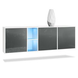 Vladon SIDEBOARD Cuba T&uuml;ren in Grau Hochglanz