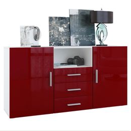 Vladon SIDEBOARD Skadu Front in Bordeaux Hochglanz