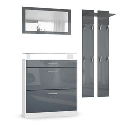 Vladon GARDEROBE Loret Front in Grau Hochglanz