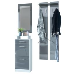 Vladon GARDEROBE Loret Front in Grau Hochglanz