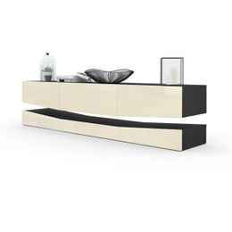 Vladon LOWBOARD City Fronten in Creme Hochglanz