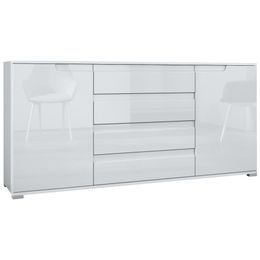 Vladon SIDEBOARD Sylt Wei&szlig; Hochglanz