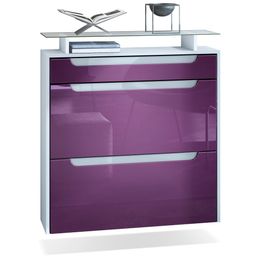 Vladon SCHUHSCHRANK Annie Brombeer Hochglanz / Wei&szlig; Hochglanz