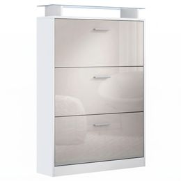 Vladon SCHUHSCHRANK Lavia Front in Sandgrau Hochglanz