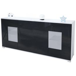 Vladon SIDEBOARD Gr&ouml;mitz Schwarz Hochglanz