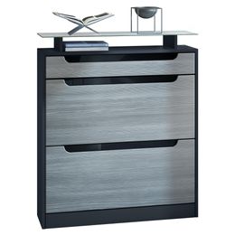 Vladon SCHUHSCHRANK Fiesta Avola-Anthrazit / Schwarz Hochglanz
