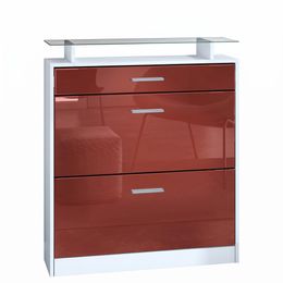 Vladon SCHUHSCHRANK Loret Front in Bordeaux Hochglanz