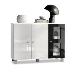 Vladon SIDEBOARD Denjo T&uuml;r in Schwarz Hochglanz