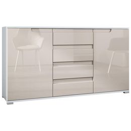Vladon SIDEBOARD Sylt Sandgrau Hochglanz / Wei&szlig; Hochglanz