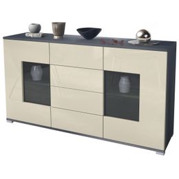 Vladon SIDEBOARD Gr&ouml;mitz Creme Hochglanz