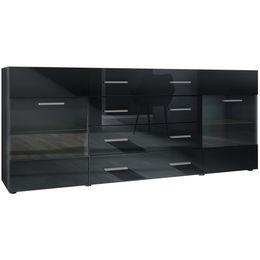 Vladon SIDEBOARD Carlos Schwarz Hochglanz