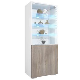 Vladon VITRINE Granada Eiche Nordic