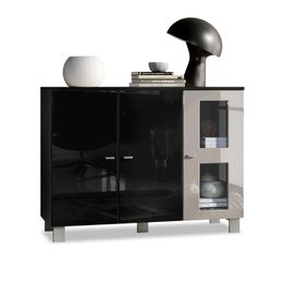 Vladon SIDEBOARD Denjo T&uuml;r in Sandgrau Hochglanz
