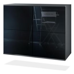 Vladon KOMMODE Rova Schwarz Hochglanz