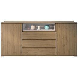 Vladon SIDEBOARD Skadu Sandgrau Hochglanz