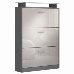 Vladon SCHUHSCHRANK Lavia Front in Sandgrau Hochglanz