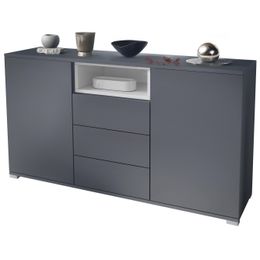 Vladon SIDEBOARD Skadu Wei&szlig; Hochglanz