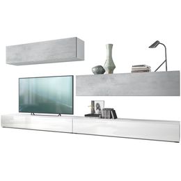 Vladon WOHNWAND Nublo Klappen in Beton Oxid Optik