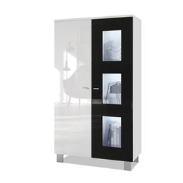 Vladon VITRINE Denjo T&uuml;r in Schwarz Hochglanz