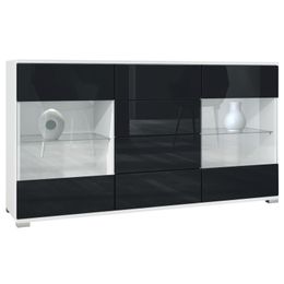 Vladon SIDEBOARD Bari Schwarz Hochglanz