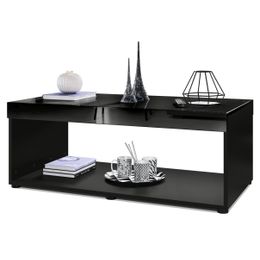 Vladon COUCHTISCH Pure Tischplatte und Blenden in Schwarz Hochglanz