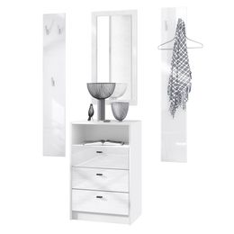 Vladon GARDEROBE Pino Wei&szlig; Hochglanz