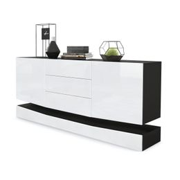 Vladon SIDEBOARD City Fronten in Wei&szlig; Hochglanz