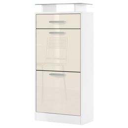 Vladon SCHUHSCHRANK Loret Front in Creme Hochglanz