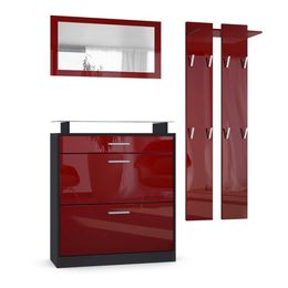 Vladon GARDEROBE Loret Front in Bordeaux Hochglanz