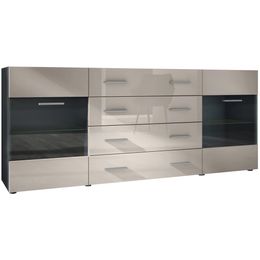 Vladon SIDEBOARD Carlos Sandgrau Hochglanz